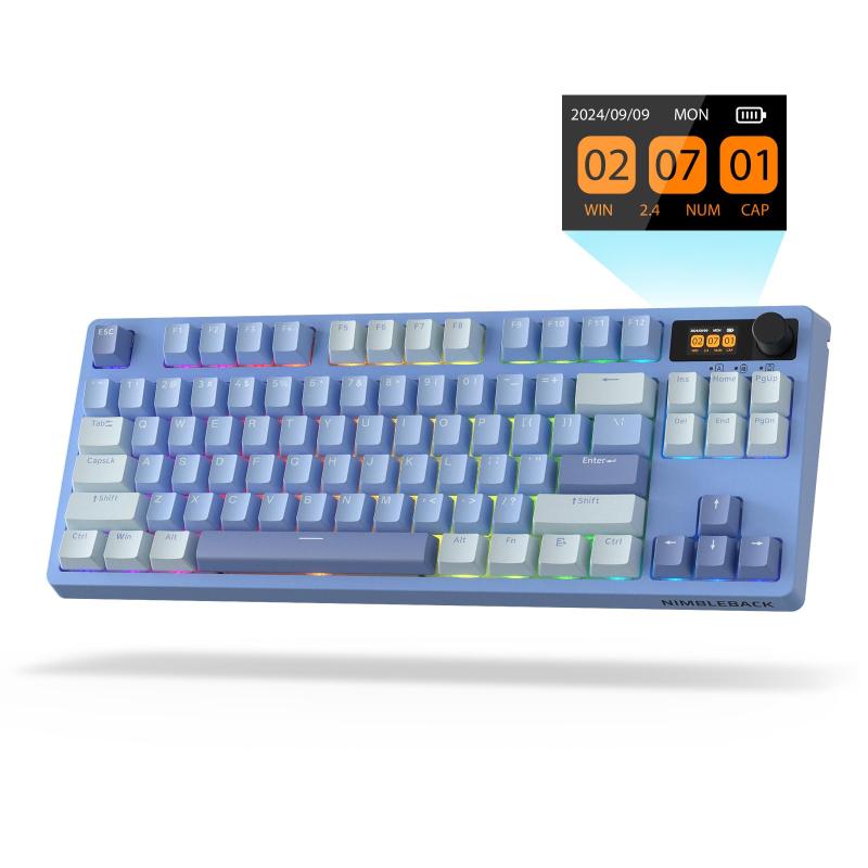 LTC Nimbleback NB841 PRO 75% ワイヤレス メカニカル キーボード (ディスプレイ スクリーンとノブ付き)、2.4G/BT/USB-C 有線 RGB 84 キー ゲーミング キーボード、3 層ダンパー、ホットスワッ...