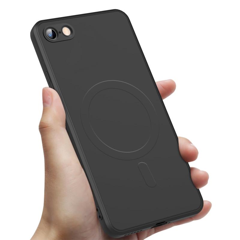 DUTZNZ 対応 IPhone SE2 / SE3 / 7 / 8 用の ケース 耐衝撃 薄型 スリム シリコン TPU カメラ保護 ワイヤレス充電 ケース ストラップホール 指紋 防止 スマホケースブラック 0200【薄型&amp;軽量...