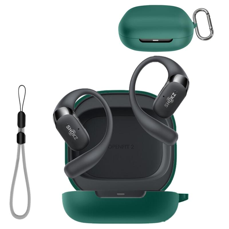SHOKZ OpenFit 2 用 ケース カバー【YANMONGI】ワイヤレス イヤーホン 保護カバー シリコン保護ケース ーチェーン付き 充電ケースカバー 可視LEDライト 耐衝撃 落下防止 防水 防塵 指紋防止 キズ防