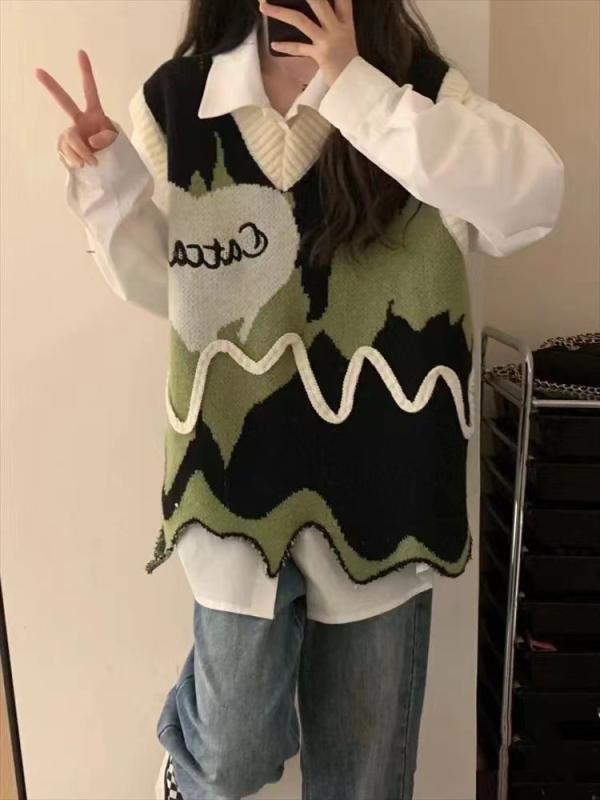 シャツ レディース 秋冬 セットアップ ブラウス 長袖 ニットベスト 重ね着風 韓国風 おしゃれ カジュアル 白 トップス・パターン: 無地・スカート丈: ミニスカート・流行の要素: ボタン・素材: アクリル・主な素材の成分: ポリエステル...