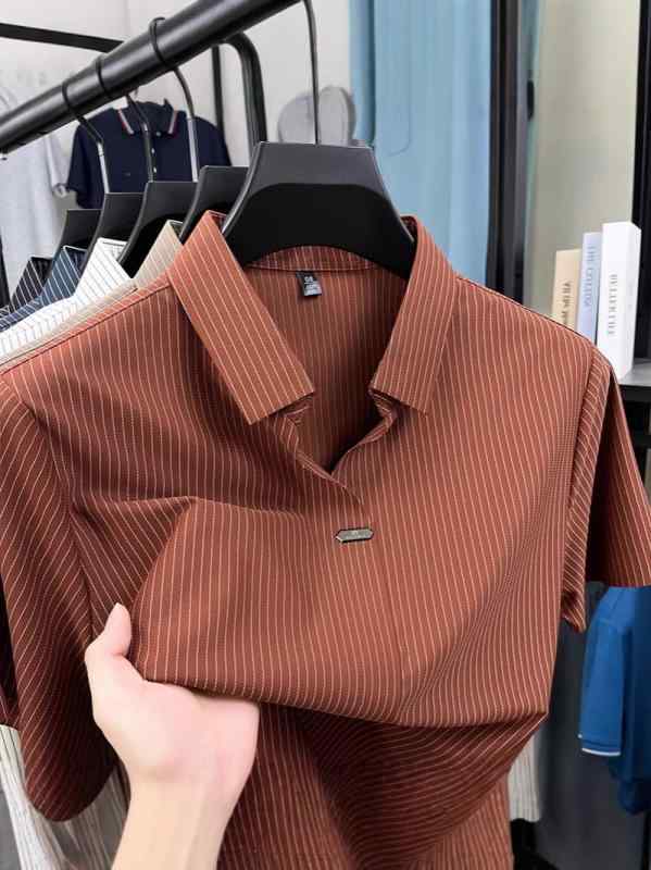 ポロシャツ メンズ 男性用 半袖 襟付き ストライプ 縞模様 カジュアル 通勤 普段着 オールシーズン 薄手 軽量 形状安定 形態安定・カテゴリ: Tシャツ・スタイル: 基礎大众・主な素材: ポリエステル繊維96%以上・柄: ストライプ・フ...