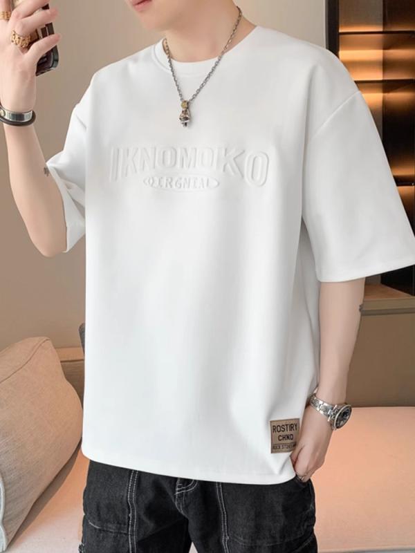 Tシャツ メンズ 半袖 トップス カットソー 白 クルーネック 薄手 ビッグシルエット カジュアル ストリート系 オールシーズン[ "・カテゴリ: Tシャツ", "・スタイル: 日系清新", &quo...