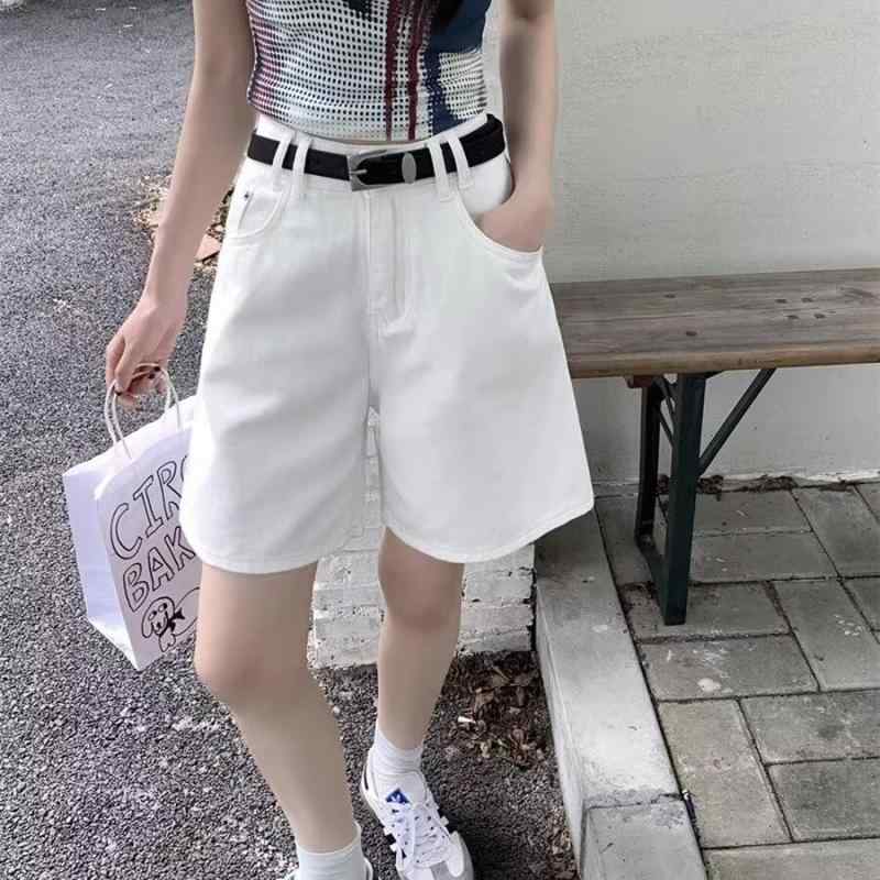 ハーフパンツ レディース デニム ショートパンツ 短パン 五分丈 ジーパン ボトムス ワイドパンツ キュロット ジーンズ 5分丈 薄手 軽い 軽量 伸縮性 ストレッチ ハイウエスト 美脚 脚長 着痩せ 体型カバー ゆったり 大きいサイズ カ...