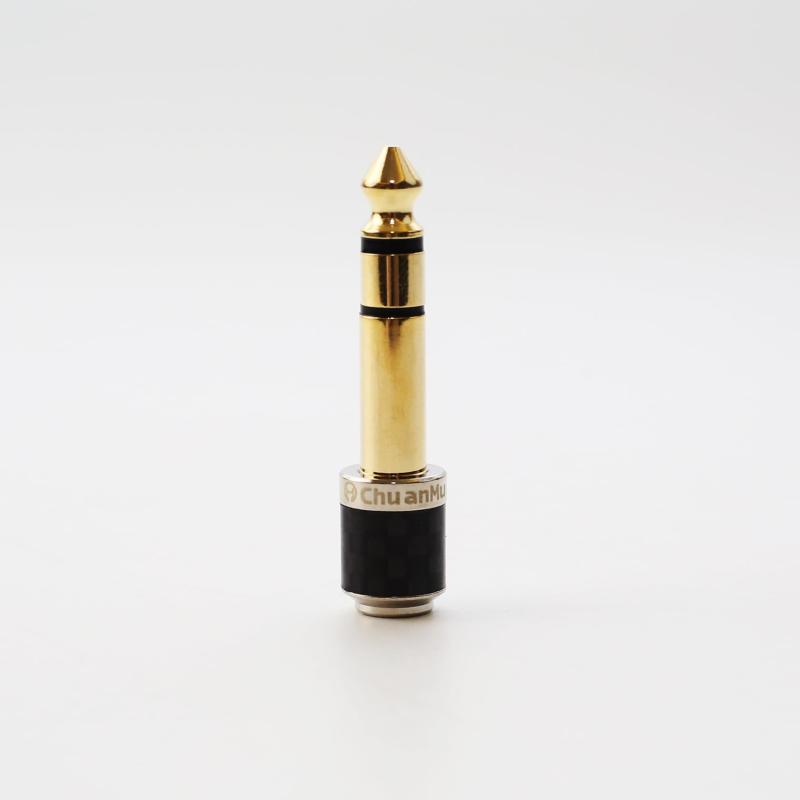 【川木】3.5mm to 6.35mm 変換プラグ 2個セット カーボンファイバー 24K金メッキ ステレオミニ (メス) ⇒ ステレオ標準 (オス) アンプ/電子ピアノ用 【P234】セット内容: 3.5mm(メス)から6.35mm(オス...