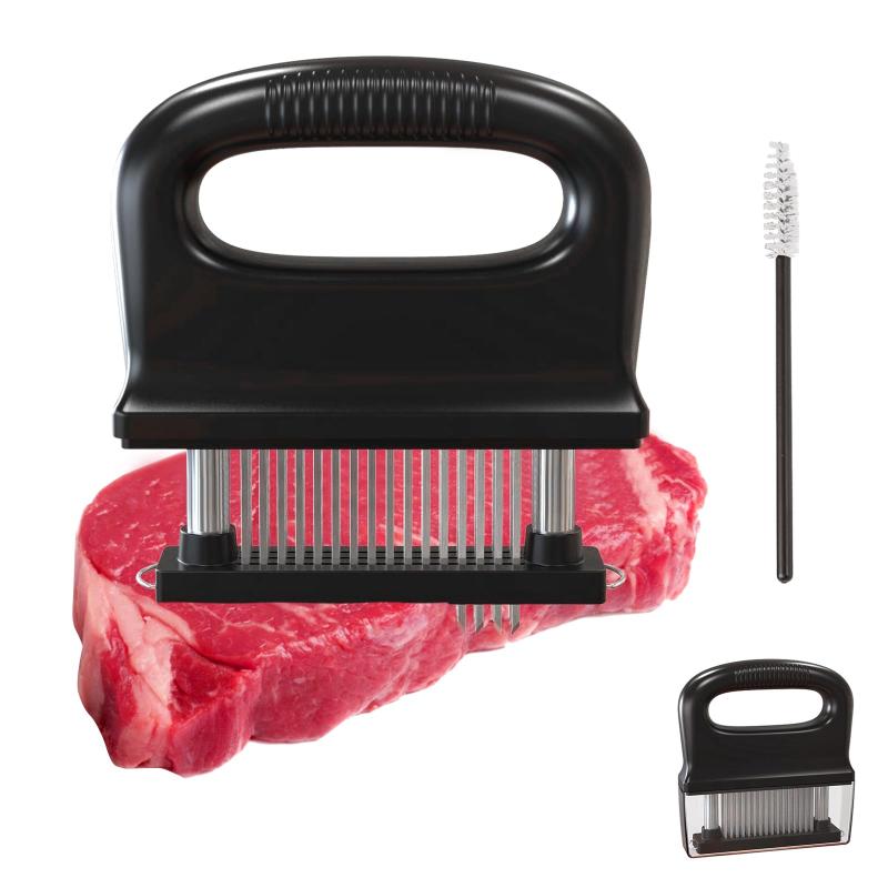 happykau ミートテンダライザー 肉叩き 48刃 肉筋切り器 ミートテンダー 肉 筋切り 筋きり器 手持ち 肉の筋切り器 肉たたき器 洗いやすい ジャガード 調味料が染み込み料理用 肉切り器 洗浄用【ステンレス鋼素材】高級420ステン...