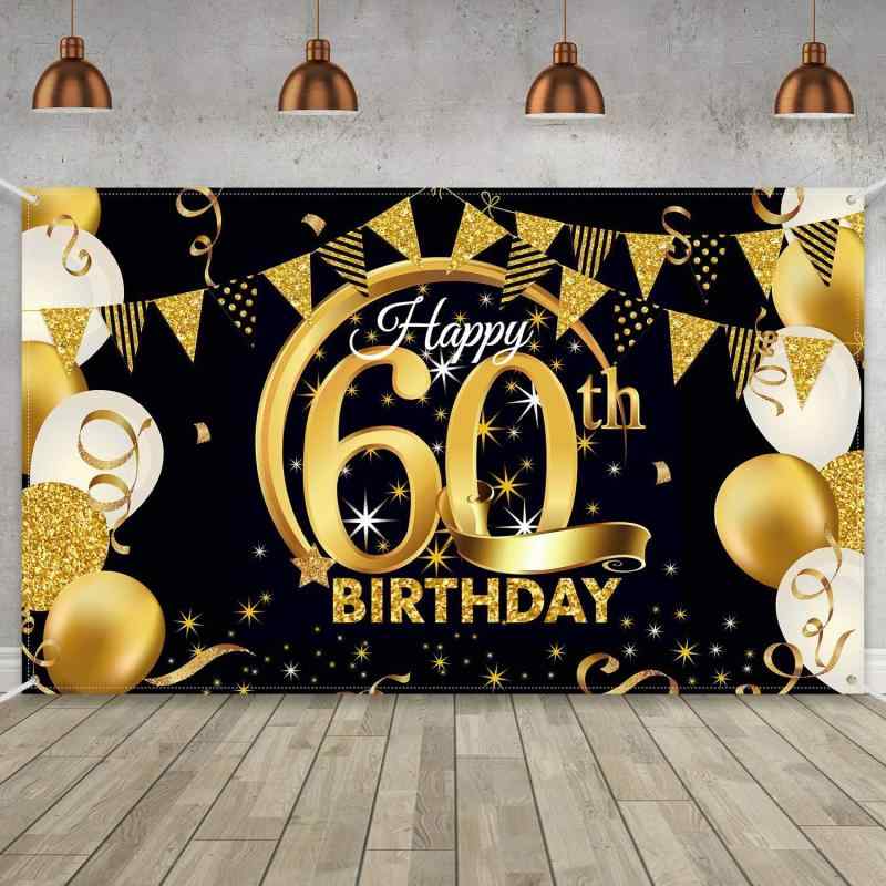 siawadeky 背景布 60歳 誕生日 タペストリー 大判 写真 撮影 背景シート 還暦 HAPPY BIRTHDAY 祝い 飾り バースデー 飾り パーティー 気分転換 洗濯可能 繰り返し使用可能 壁飾り 写真背景 パーティ