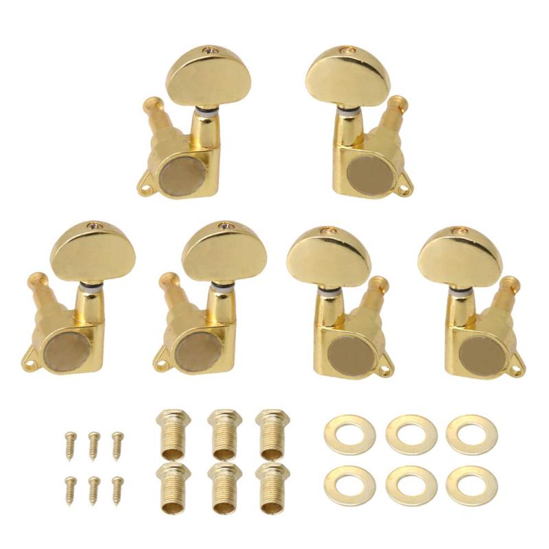 Yibuy 3R3L アコースティックギターマシーン・ヘッドチューナーSemi-circle ボタン Goldアコースティックエレキギター用チューニングペグ（3R3L）です。ヘビーデューティ内歯車、簡単に取り付けます。ギターパーツのグレード...
