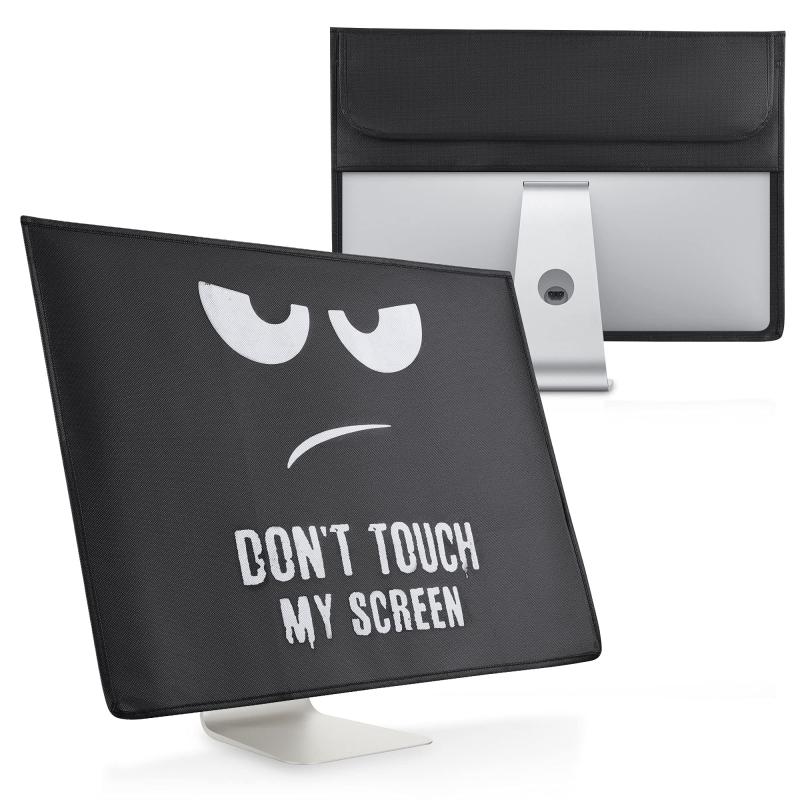 kwmobile モニターカバー 20-22"モニター対応 - Don't touch my screenデザイン 白色/黒色互換性: 20インチから22インチのモニター対応ディスプレイのホコリ防止 に: このパソコンモニター用画...