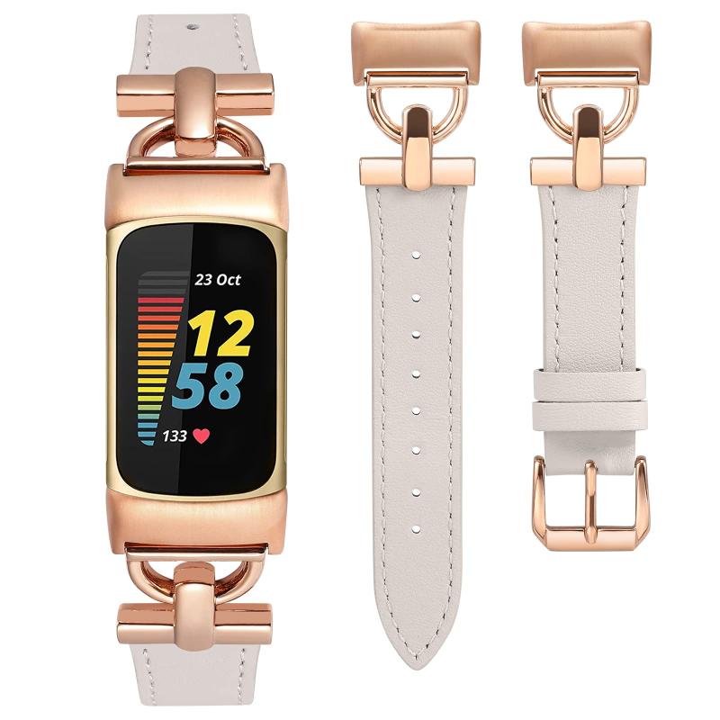 Fitbit Charge6／Charge5 バンド 革 フィットビット チャージ6／チャージ5に対応 レザーバンド おしゃれ D字型 レディース 交換ベルト ビジネス 柔らかい かわいい【対応機種】Fitbit Charge 6 / Ch...