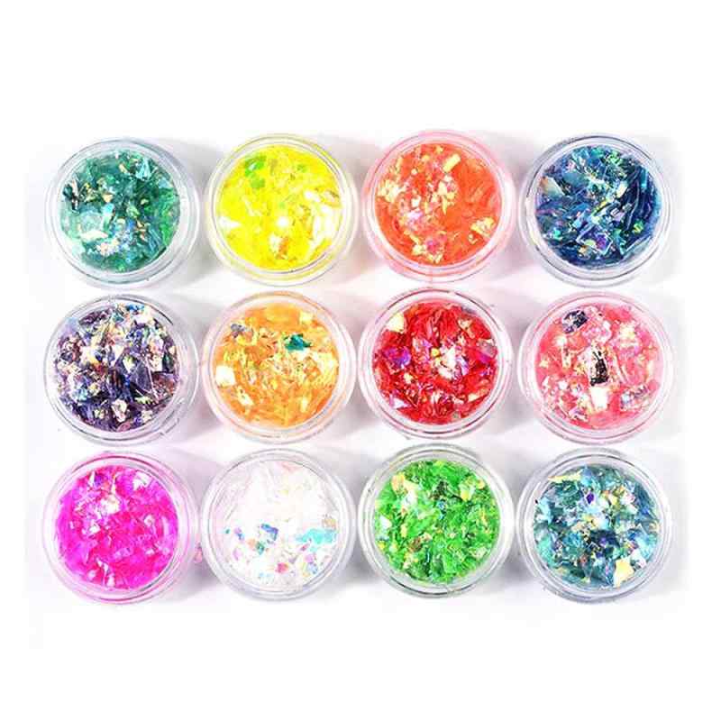 YFFSFDC クラッシュ ホログラム 12色セット ネオンフレーク 素材 手芸 レジン 封入 パーツ ネイルアート ラメフィルム【セット内容】12色セット。重さ：各色 0.5g入り【仕様】直径2.6cm 高い1.5cm。【カラー】カラーが...
