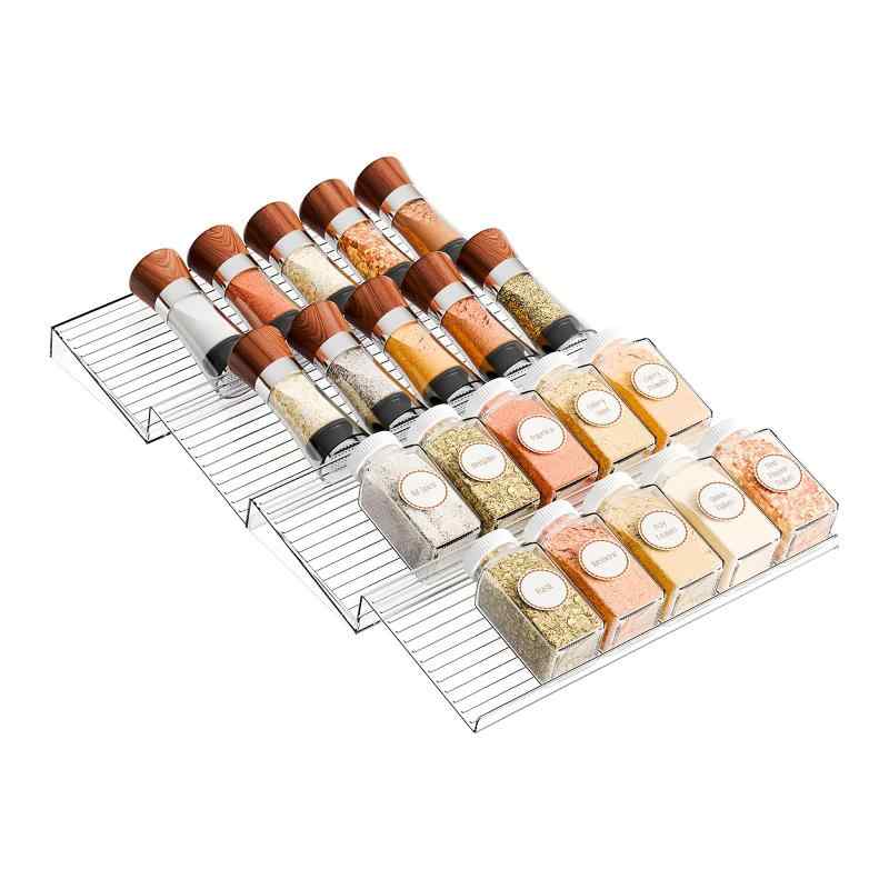 SOYANGNEK スパイス 引き出し 収納 4段 調味料ラック 多機能キッチン 小物整理 台所収納【製品仕様】4つのスパイスラック 引き出しを含み、それぞれのサイズは28*12*2.8 cmで、複数のスパイスタンクを置くことができ、キッチ...