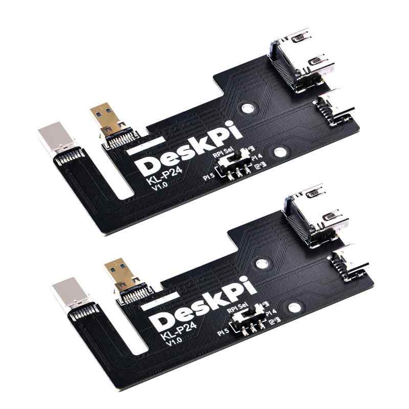 GeeekPi マイクロHDMI-HDMIアダプターボード、4K出力をサポート、双方向 USB-C およびマイクロ HDMI 出力付き、Raspberry Pi 5 / Raspberry Pi 4B用、T0/T1/T2に適用後方拡:USB...