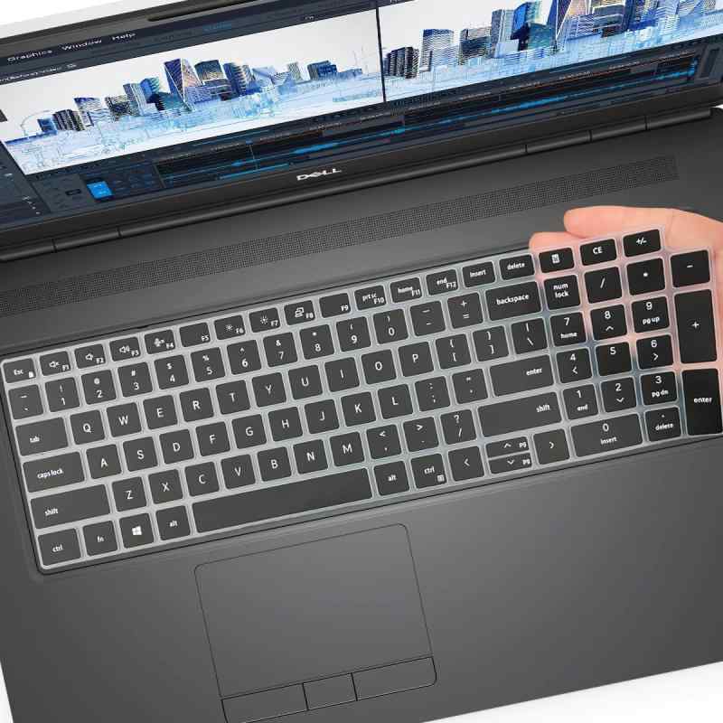 Dell Precision 7550 7560 7750 7760 15.6 17.3インチノートパソコン用キーボードカバー Dell Precision 7000ノートパソコンアクセサリー 保護キーボードカバー スキンブラック(画像2 ...
