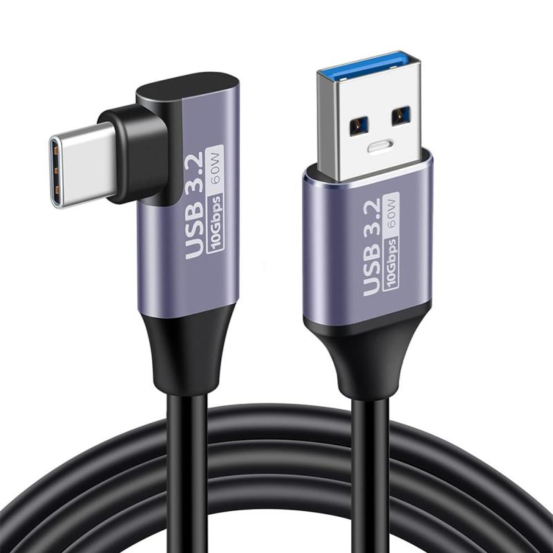 Boanxin USB Type-C ケーブル L字型、USB-A to USB-C、10Gbps高速データ転送、3A/20V急速充電、QC3.0対応、ナイロン編み、100cm、ブラック、MacBook Pro/Air/iPhone16/G...