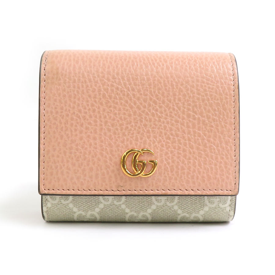 海外販売対応(Global shipping)グッチ GUCCI　 二つ折り財布 GGマーモント ピンク×ベージュ レザー レディース 598587 送料無料 【中古】 56252a クリックで拡大します 商品詳細 商品の状態 【外・表面】...