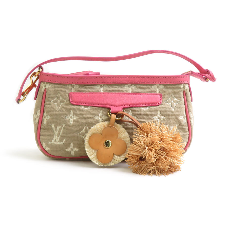 海外販売対応(Global shipping)ルイ ヴィトン LOUIS VUITTON　 アクセサリーポーチ ハンドバッグ モノグラム サビア ベージュ/ピンク キャンバス/レザー ポシェット アクセソワール レディース M93069 送...