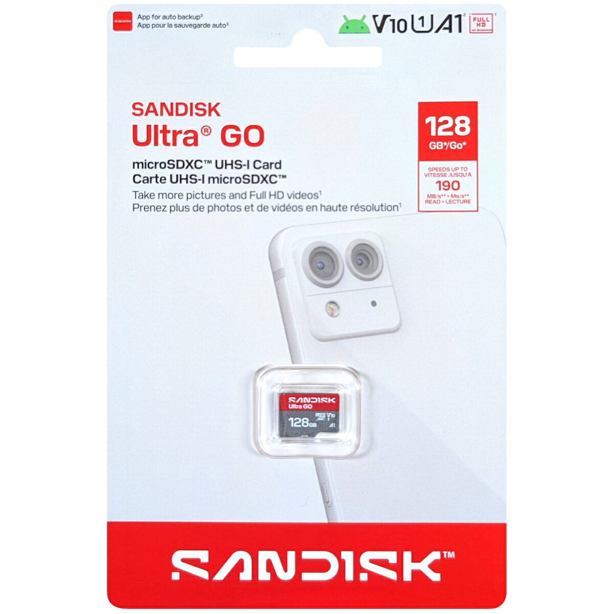 容量：128GB最大読み込み速度：190MB/sバスインターフェーススピード：UHS-Iビデオスピードクラス：V10アプリケーションパフォーマンスクラス：A1当店保証：6ヶ月海外流通品のため、メーカー保証はございません最大読み込み速度の19...