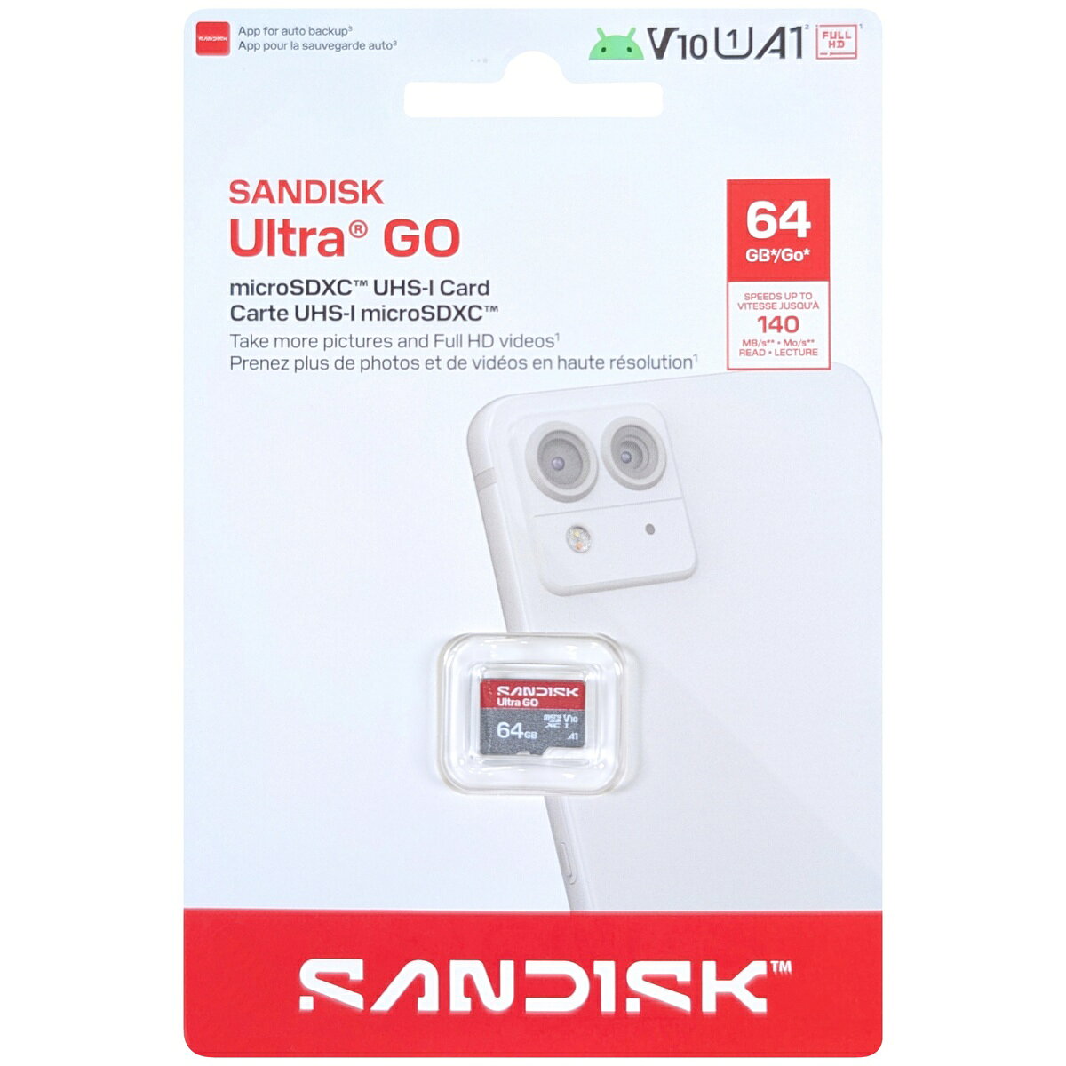 容量：64GB最大読み込み速度：140MB/sバスインターフェーススピード：UHS-Iビデオスピードクラス：V10アプリケーションパフォーマンスクラス：A1当店保証：6ヶ月海外流通品のため、メーカー保証はございません最大読み込み速度の140...