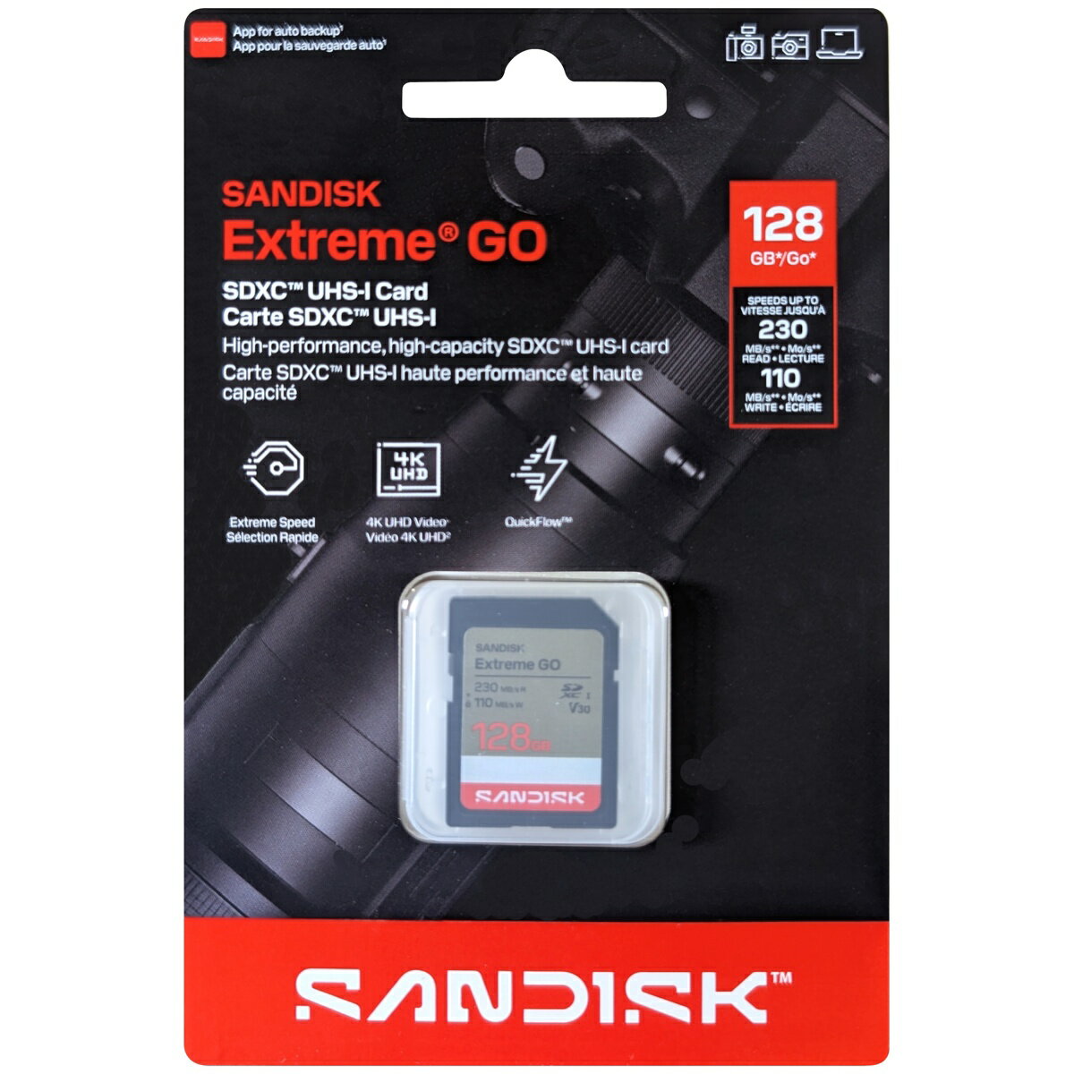 容量：128GB最大読み込み速度：230MB/s最大書き込み速度：110MB/sバスインターフェーススピード：UHS-IUHSスピードクラス：U3ビデオスピードクラス：V30スピードクラス：class 10当店保証：6ヶ月海外流通品のため、...