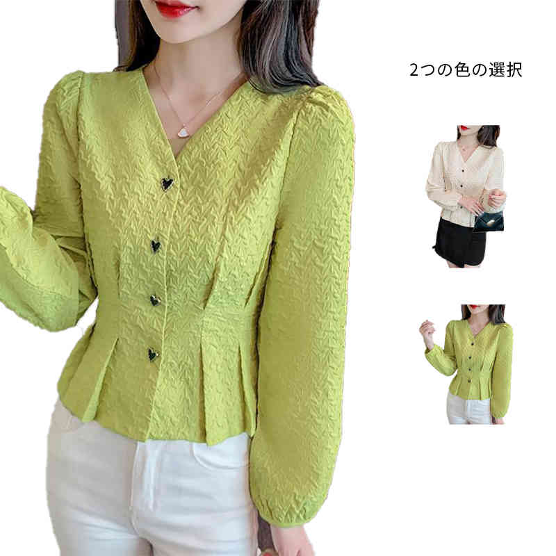 長袖トップス レディース 春夏秋 フリルブラウス 長袖 おしゃれブラウス vネック フォーマルブラウス カジュアルブラウス 無地 シンプル カジュアル おしゃれ フェミニン フォーマル おしゃれ おでかけ 大人 かわいい トップス 通勤 送...