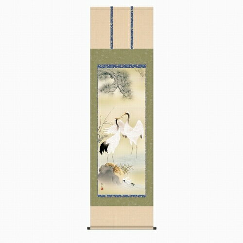 商品の詳細 作家名 鈴村秀山 作品名 松竹梅鶴亀（尺五立） 技法 版画+手彩色 外径サイズ 190×55 cm 作品サイズ − 補足説明 表装済　尺五立 状態 新品 付属品 高級桐箱 エディション 【作品解説・掛軸】松竹梅と2羽の鶴と亀を描...