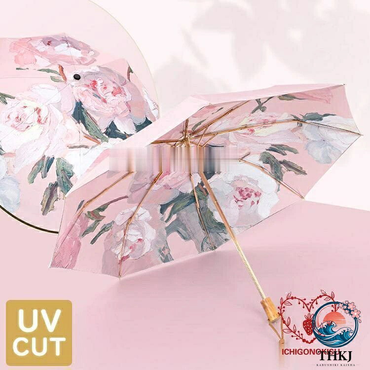 【商品名】：折り畳み傘 日傘 雨傘【生地】：ポリエステル【カラー】：ピンクシャクヤク、ホワイトローズ【中棒】：ステンレス*骨の本数：8本*収納時全長： 三段折28cm*開く時直径：99cm*重さ：約3347g【商品説明】UVAとUVBからし...