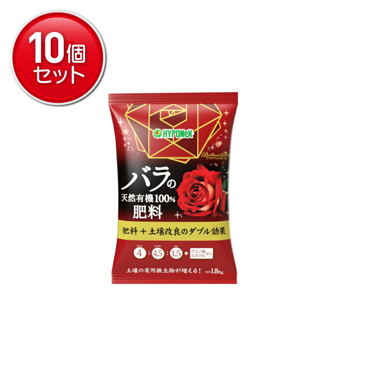 商品名：ハイポネックス ブリリアントガーデン バラの天然有機100% 肥料 1800g内容量：1800GJANコード：4977517006596発売元、製造元、輸入元又は販売元：ハイポネックスジャパン原産国：日本商品番号：101-81360...