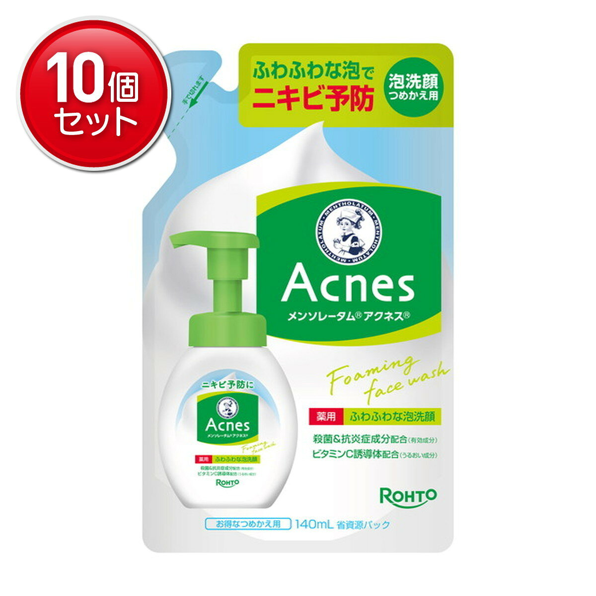 商品名：ロート製薬 メンソレータム アクネス 薬用 ふわふわな泡洗顔 つめかえ用 140mL 洗顔内容量：140mlJANコード：4987241199341発売元、製造元、輸入元又は販売元：ロート製薬原産国：日本区分：医薬部外品商品番号：1...