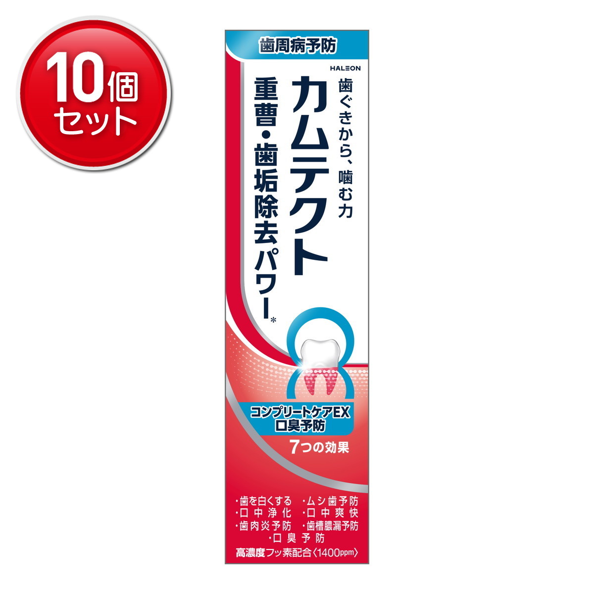 商品名：Haleonジャパン カムテクト コンプリートケアEX 口臭予防 1400ppm 歯磨き粉 105g内容量：105gJANコード：4987977001055発売元、製造元、輸入元又は販売元：Haleonジャパン原産国：日本区分：医薬...