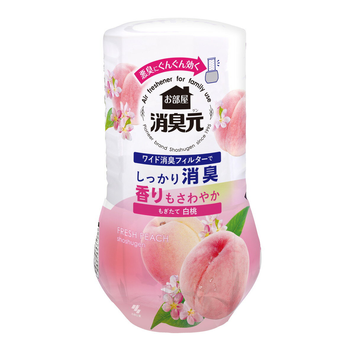 商品名：小林製薬 お部屋の消臭元 もぎたて 白桃 400mL内容量：400mLJANコード：4987072099780発売元、製造元、輸入元又は販売元：小林製薬原産国：日本商品番号：101-4987072099780商品説明●デコボコ加工の...