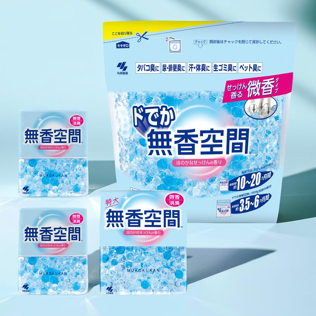 セット内容・小林製薬 無香空間 ほのかなせっけんの香り 本体 315g 消臭 芳香剤 ×2個・小林製薬 無香空間 特大 ほのかなせっけんの香り 本体 630g 消臭 芳香剤・小林製薬 ドでか 無香空間 ほのかなせっけんの香り つめ替え 16...