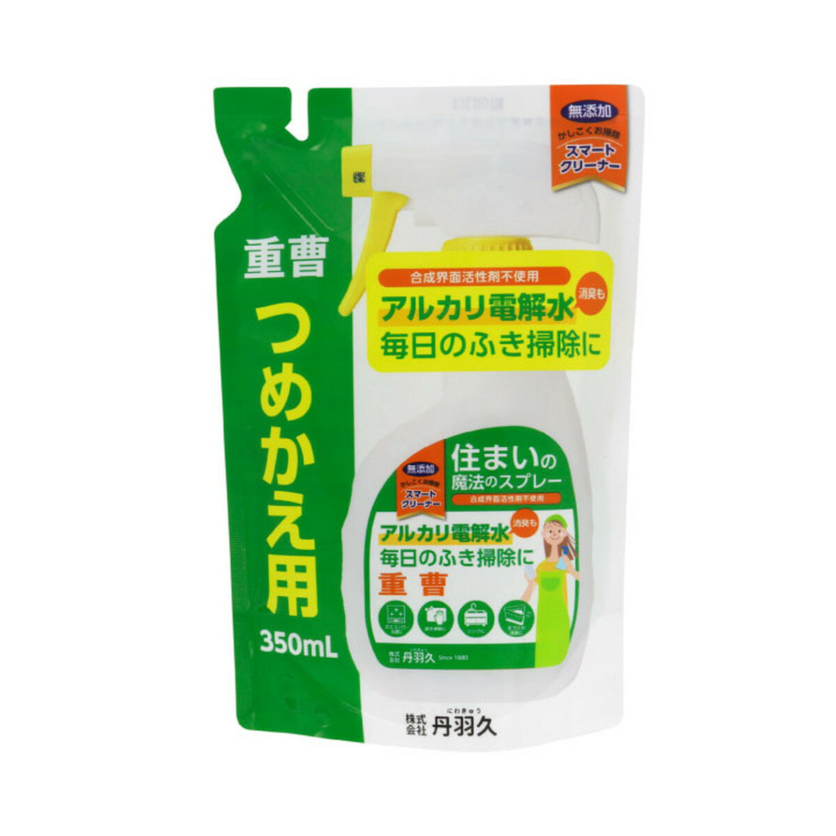 商品名：JANコード：4528931001287発売元、製造元、輸入元又は販売元：丹羽久商品番号：103-4528931001287商品説明：「niwaQ 住まいの魔法のスプレー 重曹アルカリ電解水クリーナー 詰替用 350ml」は、無添加...