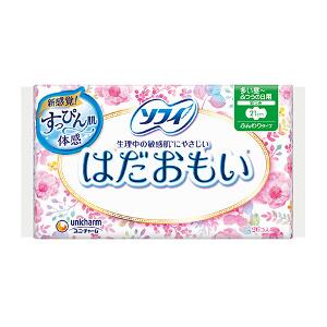 商品名 ユニ・チャーム ソフィ はだおもい 多い昼〜ふつうの日用 羽つき 21cm 26コ入 商品説明 生理中の敏感肌にやさしい、はだおもい 交換まで、”すっぴん”のような肌サラサラがつづきます。 「すっぴん肌シート」搭載 サイズ 21cm...