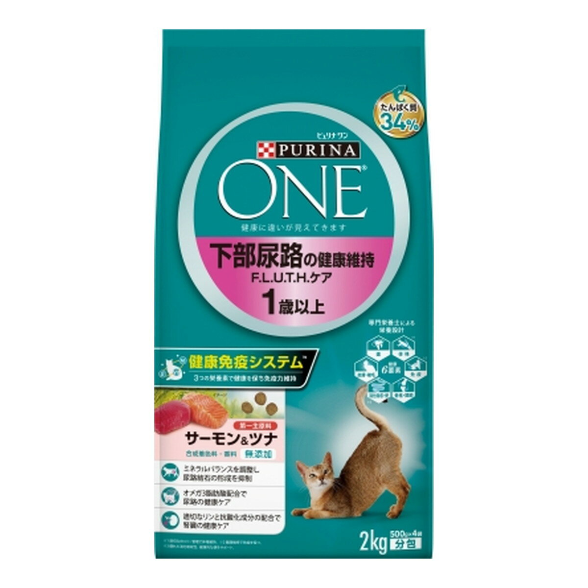 商品名：ネスレ ピュリナ ワン キャット 下部尿路の健康維持 F.L.U.T.H.ケア 1歳以上 サーモン&ツナ 2kg内容量：2KgJANコード：4902201214445発売元、製造元、輸入元又は販売元：ネスレ日本商品番号：101-49...