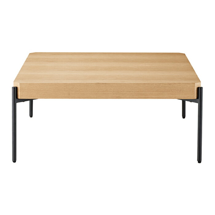 桜屋工業 CHERRY HOMEDAYリビングテーブル 組立式 スクエア LT-49-N80Sスチールフレーム：チヂミブラック天板：ホワイトオークW815×D815×H350mm脚部：スチール製天板：フラッシュ構造（表面ホワイトオーク突板）...