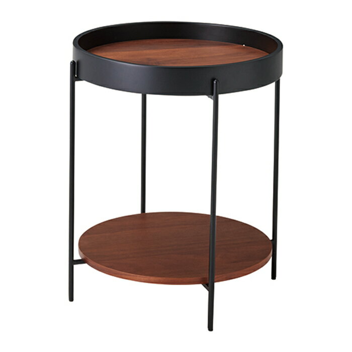 桜屋工業 CHERRY HOMEDAYサイドテーブル 組立式 LT-57-Wスチールフレーム：ブラック天板：ウォールナット/ブラック棚板：ウォールナットW450×D450×H545mm脚部：スチール製（φ12.5mmパイプ）天板：繊維板（表...