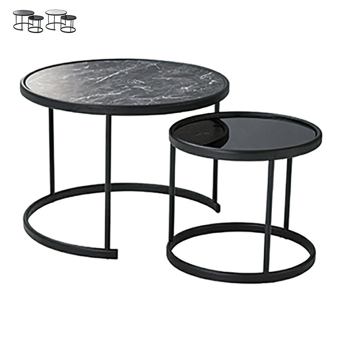 桜屋工業 CHERRY HOMEDAYリビングテーブル 組立式 LT-82-Dスチールフレーム：チヂミブラック［大理石柄ブラック］（L）天板：大理石柄ブラック（PVC）（S）天板：ブラック［大理石柄ライトグレー］（L）天板：大理石柄ライトグ...