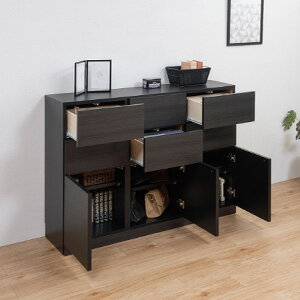 BK-CLUB ブラック カウンター下キャビネット 幅120 引出し、扉 st-0033 BK-CLUB スタイリッシュブラック 引き出し付きカウンター下キャビネット 幅120 風格のある存在感のオールブラックで仕上げた薄型カウンター下収納...