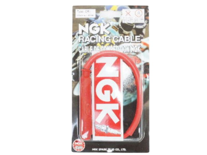 ケーブル　管理番号：4X-1352NGKレーシングケーブル、新品です。ケーブル径7パイ、ケーブル長50cm商品点数：4点プラグキャップ形状ストレートタイプ、ネジ形端子ケーブル色：レッド、キャップ色：レッド 4本セット商品スペック、適合車種は...