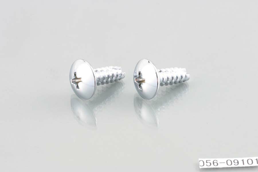 ウインカー　KITACO　管理番号：00-I031素材：スチール製 / サイズ：M5×14M5X14mm/シルバークロームメッキ/2種溝付/2ヶ 商品説明 ●2種（先の尖っていない）タッピングビス。 ●スチール製 ●K・CONクリップナット...
