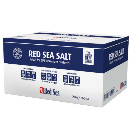 商品説明 ■RedSea　人工海水　レッドシーソルト20kg（箱） レッドシーソルトには、サンゴの持続的な成長に必要な基礎成分（カルシウム、マグネシウム、重炭酸塩）が、バランス良く、高めの濃度で含まれています。 【特徴】 ・全て天然由来の原...