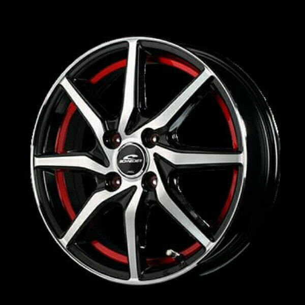 メーカー名 MID ブランド SCHNEDER 商品名 RX810 インチ 14 リム幅 4.5 インセット +45 ホール 4H P.C.D 100 カラー BP/RED 適合車種 NBOX/スペーシア/ワゴンR/アルト/タント/ムーブ等...