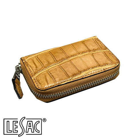 LESAC（レザック）クロコダイル小銭入れ ラウンドファスナー メンズ レディース 本革 マット キャメル 8185-camel メーカー希望小売価格はメーカー商品タグに基づいて掲載していますLESAC（レザック）クロコダイル小銭入れ ラウ...