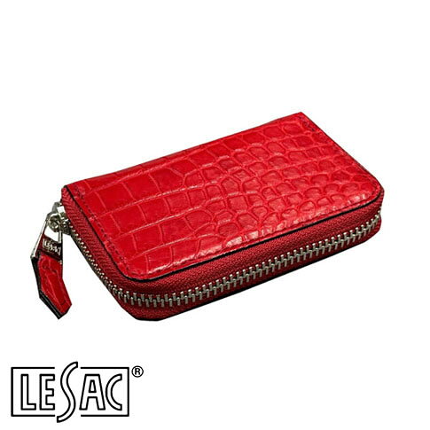 LESAC（レザック）クロコダイル小銭入れ ラウンドファスナー メンズ レディース 本革 マット レッド 8185-red メーカー希望小売価格はメーカー商品タグに基づいて掲載していますLESAC（レザック）クロコダイル小銭入れ ラウンドフ...