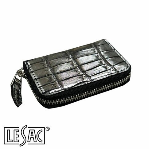 LESAC（レザック）クロコダイル小銭入れ ラウンドファスナー メンズ レディース 本革 マット シルバー 8185-silver メーカー希望小売価格はメーカー商品タグに基づいて掲載していますLESAC（レザック）クロコダイル小銭入れ ラ...