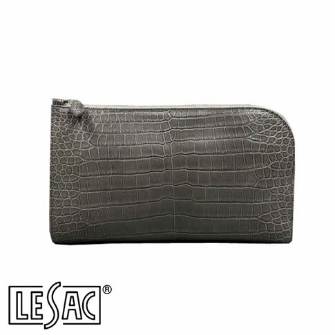 【送料無料／メイドインジャパン】LESAC（レザック）スモールクロコダイル クラッチバッグ SAGGIO GREY/グレー saggio-grey メーカー希望小売価格はメーカー商品タグに基づいて掲載しています【送料無料／メイドインジャパン...