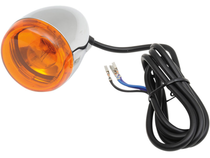 【商品説明】 純正装備品と同形状のブレットウィンカー。 フロント用はステムマウントで配線がマウントの後ろに配置されています。 リア用は配線がマウントボルトの中を通すように配置された中空ステムマウントとOEM品番977と同じ仕様でリアターンシ...