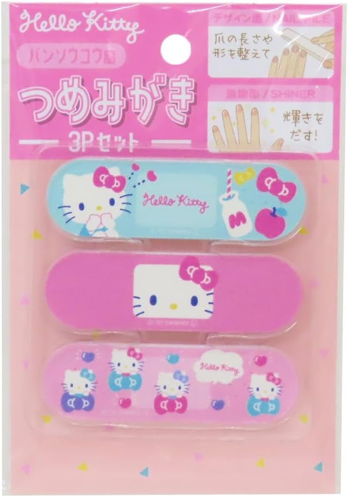 ☆★☆サンリオキャラクターズ　☆★☆ 絆創膏風デザインの3Pセット爪磨きが登場☆ デザイン面で詰めの長さや形を整えて、無地面で輝きを出せます☆ 大きすぎないサイズなので、ポーチにも入り持ち歩きも楽々です♪ ●サイズ：約W70×H21×D4m...