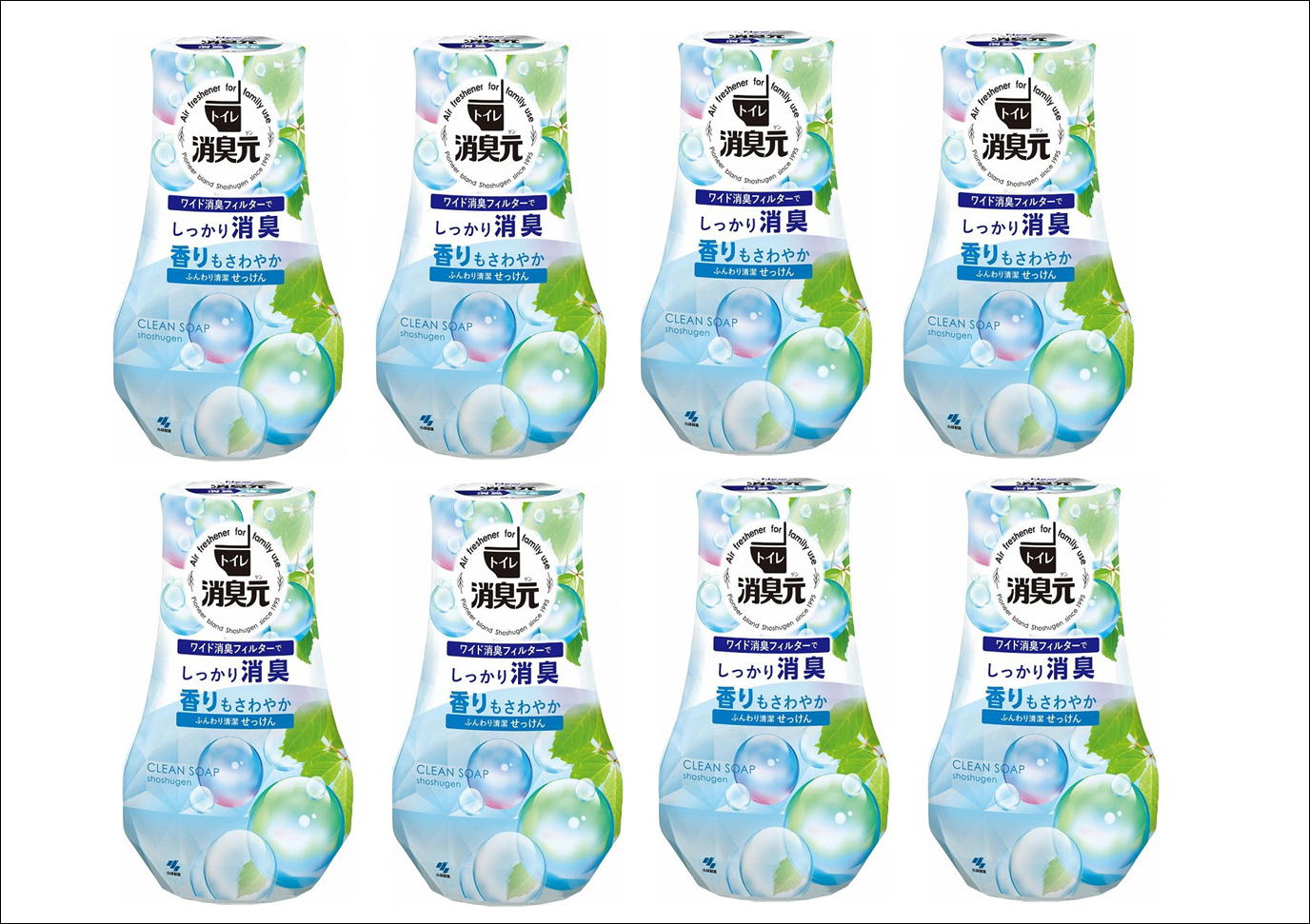 商品説明 ◆新品　400ml×8個セット ◆小林製薬 消臭元 トイレ用 『ふんわり清潔せっけんの香り（400ml）』を【8個1セット】で販売いたします。◆容量：400ml◆販売元：小林製薬◆生産国：日本◆悪臭をキャッチし、イヤなニオイをしっ...