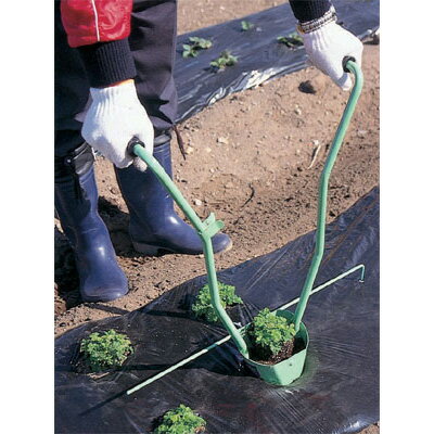 マルチごと穴あけ植付け、立ったままラクラク作業！ マルチフイルムの上から一定の間隔で植え付けする事が可能です。一発で植付け（マルチの穴あけ植付け穴あけ苗の植付け）ができるため、作業時間を大幅に短縮します。また、マーカーバーで次の植付け位置が...